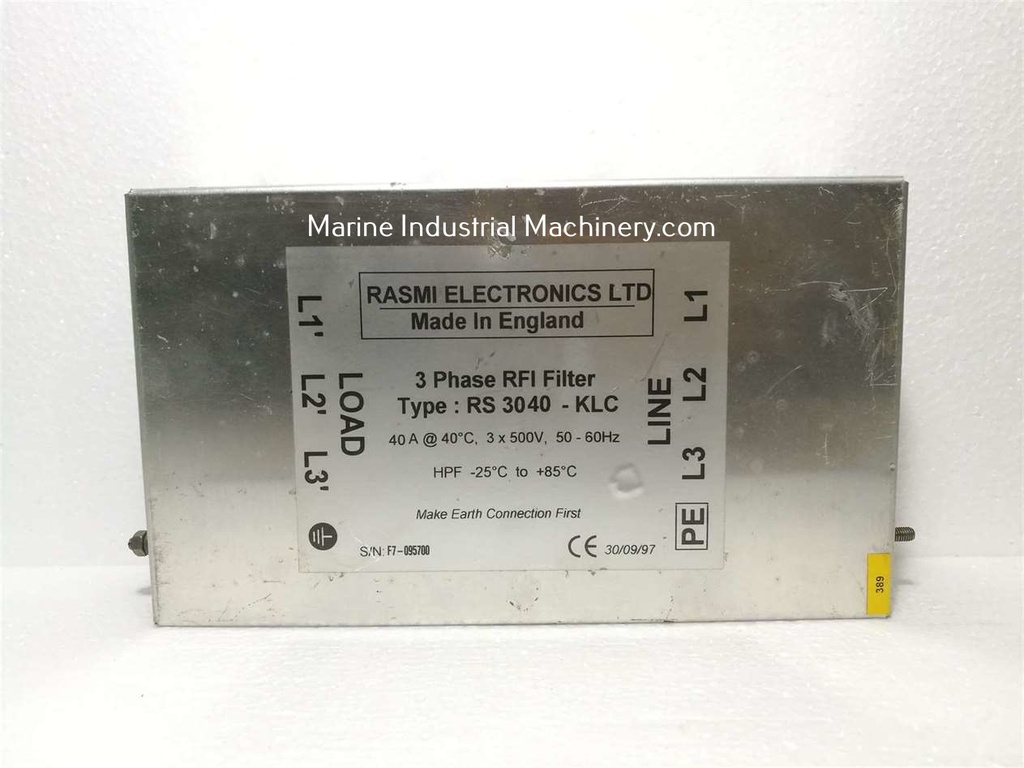 Rasmi Electronics RS 3040-KLC 3 Phase RFI Filter | Marine Industrial ...