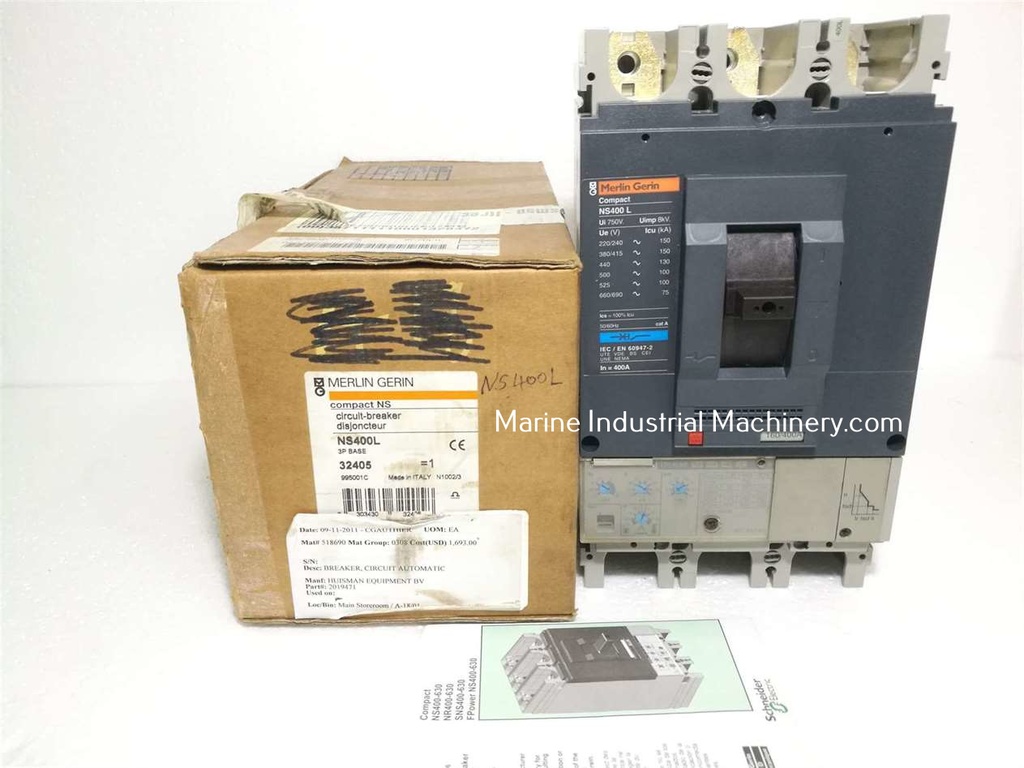 Merlin Gerin NS400L 3P Base Circuit Breaker | Marine Industrial Machinery