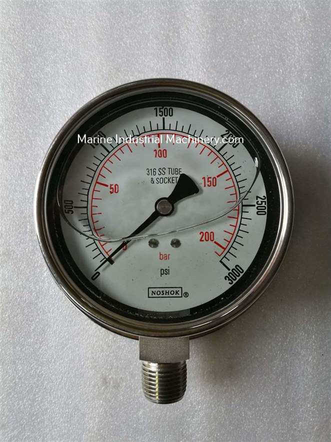 Noshok 316 SS Tube & Socket Pressure Gauge | Marine Industrial Machinery